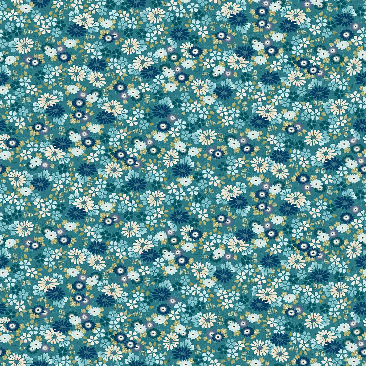 Kasumi Floating Flowers Teal – QSQuilting